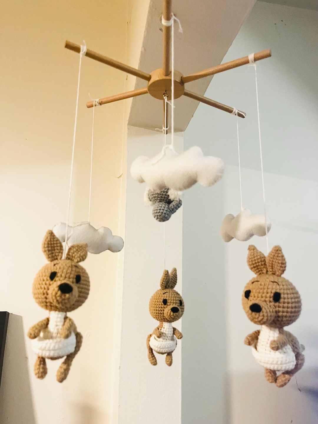 Crochet Kangaroo Baby Mobile, Crochet Koala Baby Mobile, Crochet ...