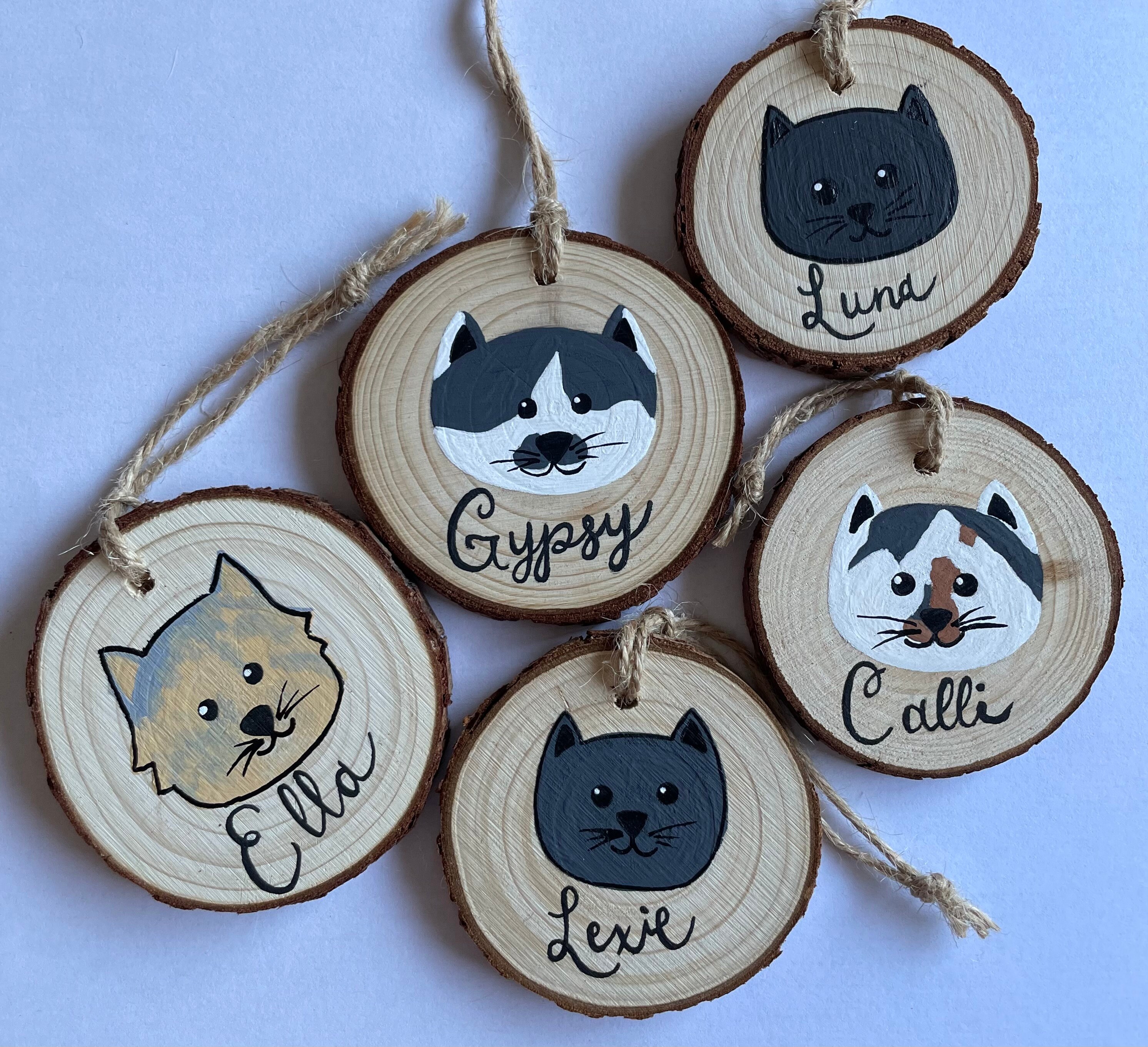 Hand Painted Customized Simple Cartoon Pet Portrait Christmas Ornament ...
