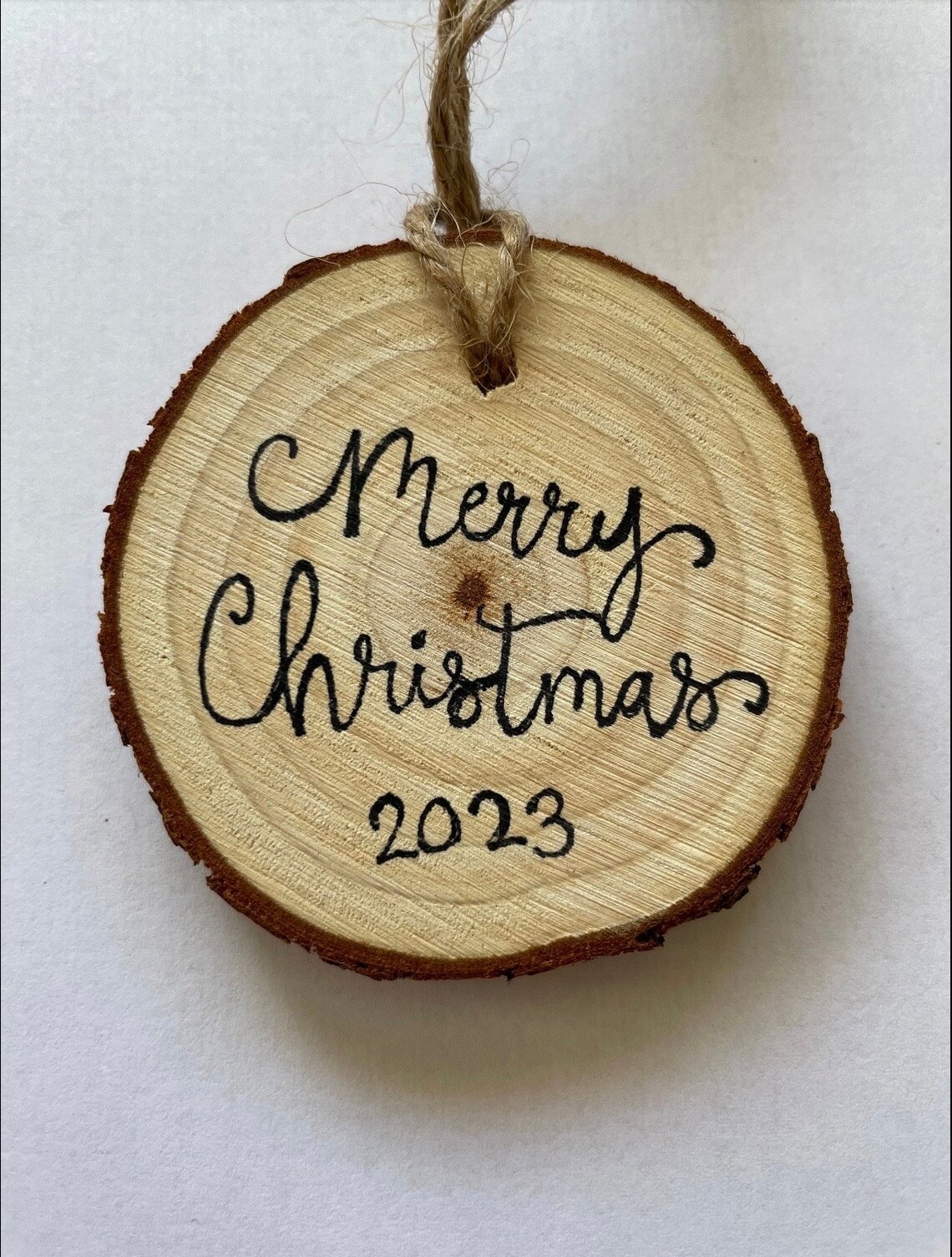 Hand Painted Wood Slice White Pearl Snowflake Christmas - Etsy