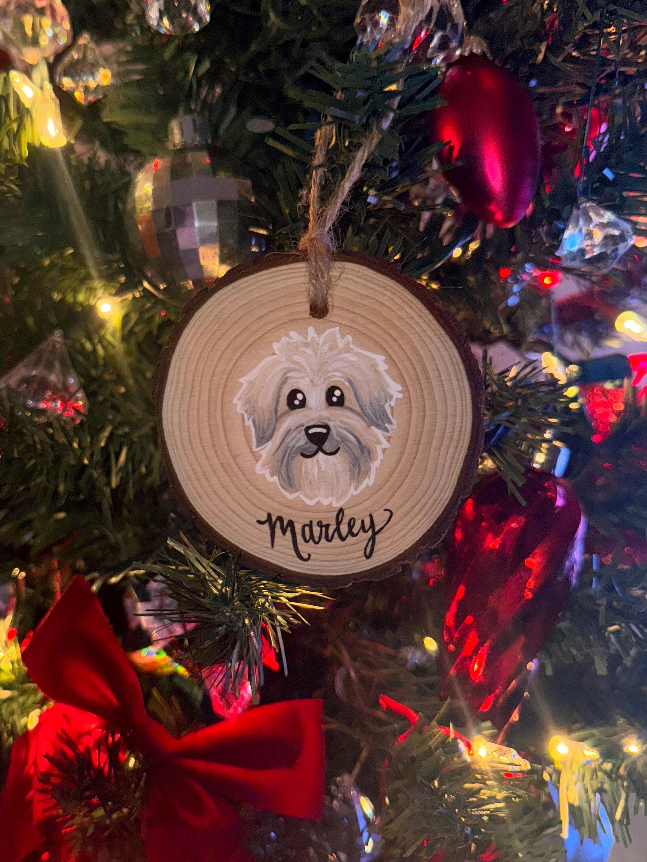 Hand Painted Customized Simple Cartoon Pet Portrait Christmas Ornament ...