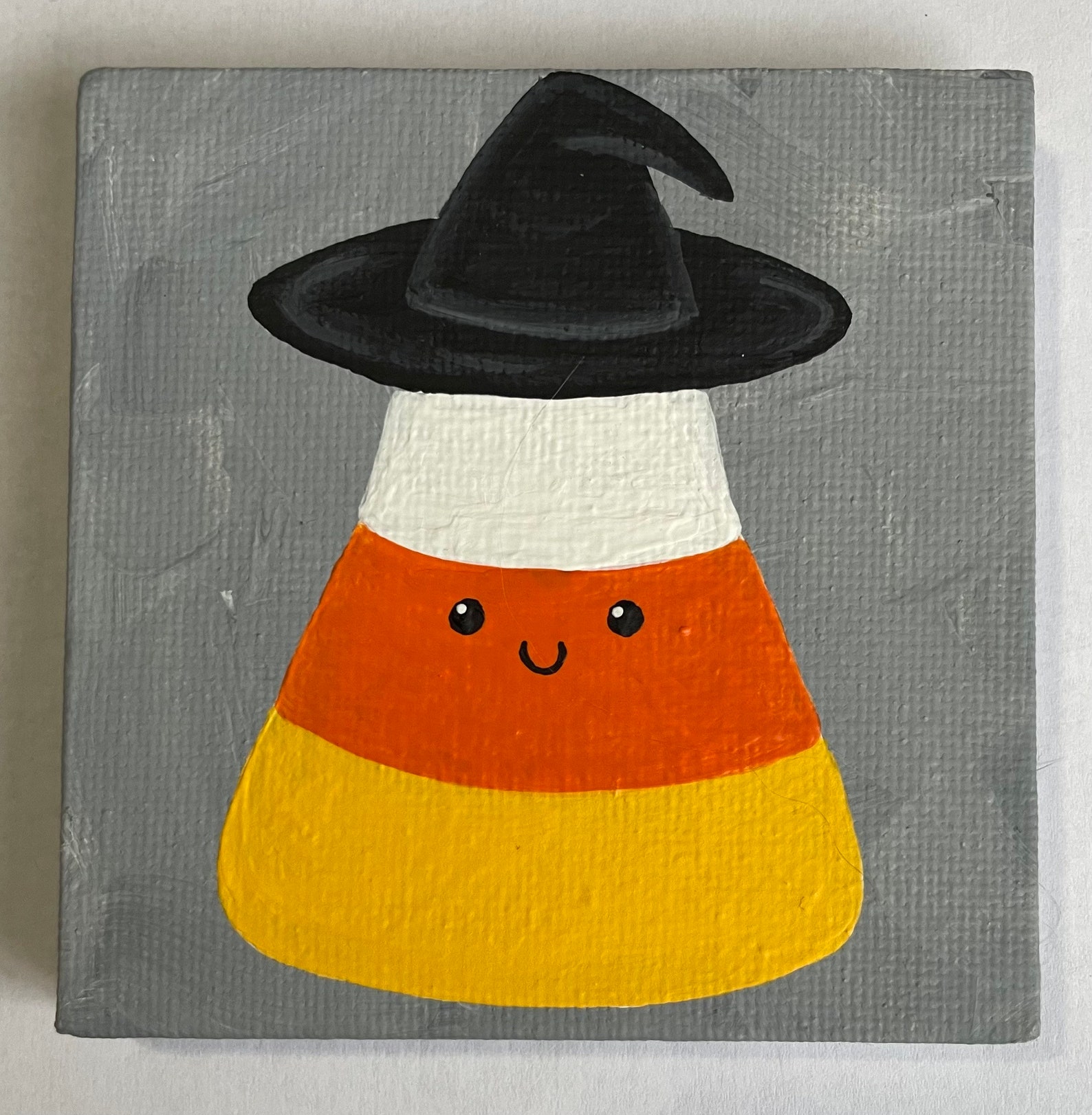 3”x3” Hand Painted Halloween Candy Corn Witch Canvas Painting - Etsy