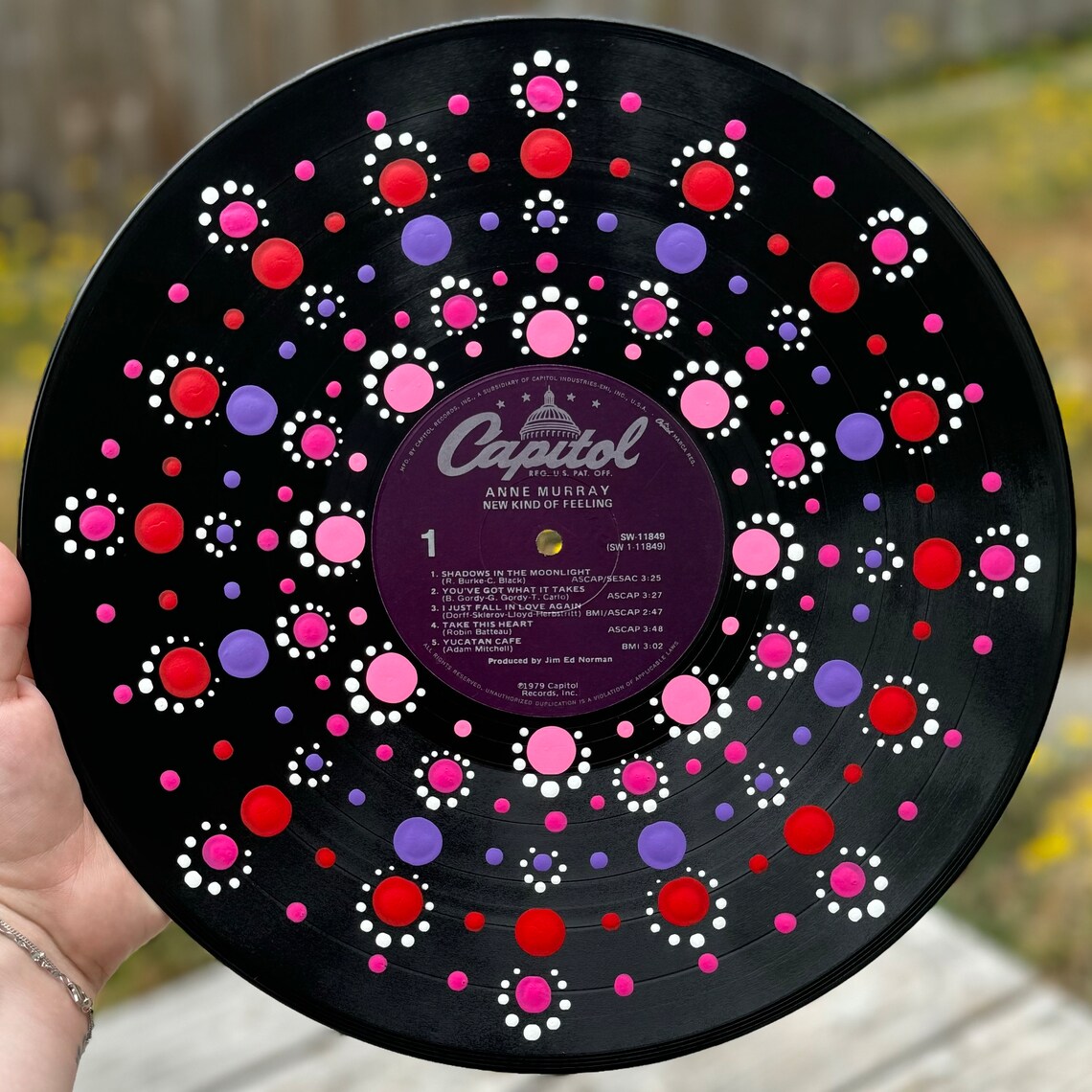 Painted Mandala Record / Purple, Pink, and Red | Home Decor | Gift for ...