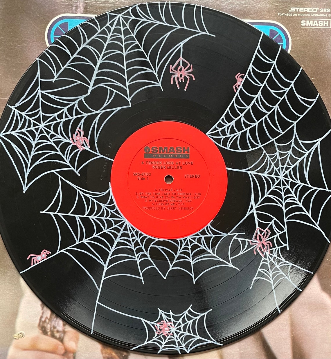 Painted Halloween Spiders & Spider Webs Vinyl Record | Halloween Decor ...