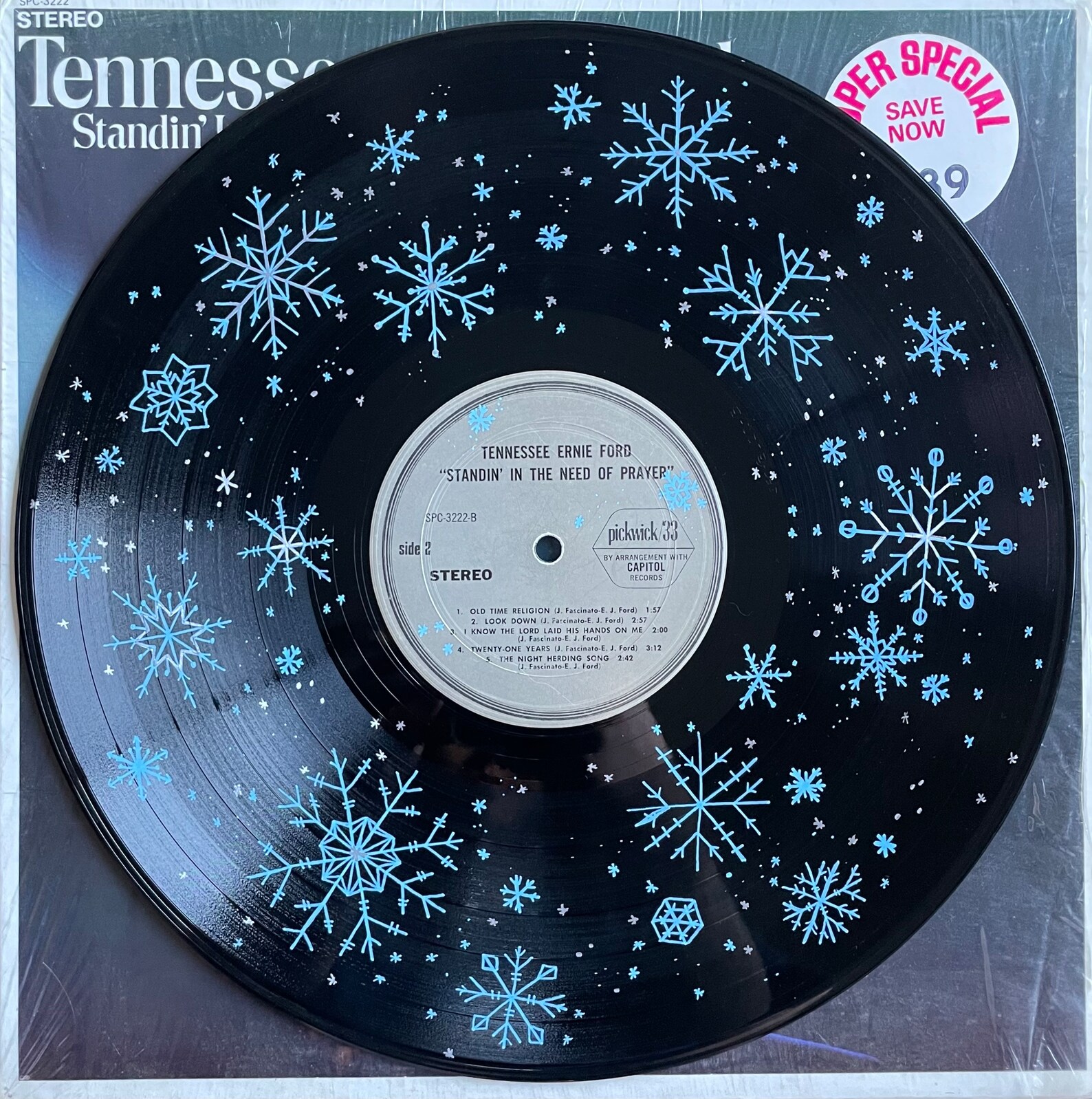 Painted Blue & Silver Snowflake Vinyl Record - Etsy