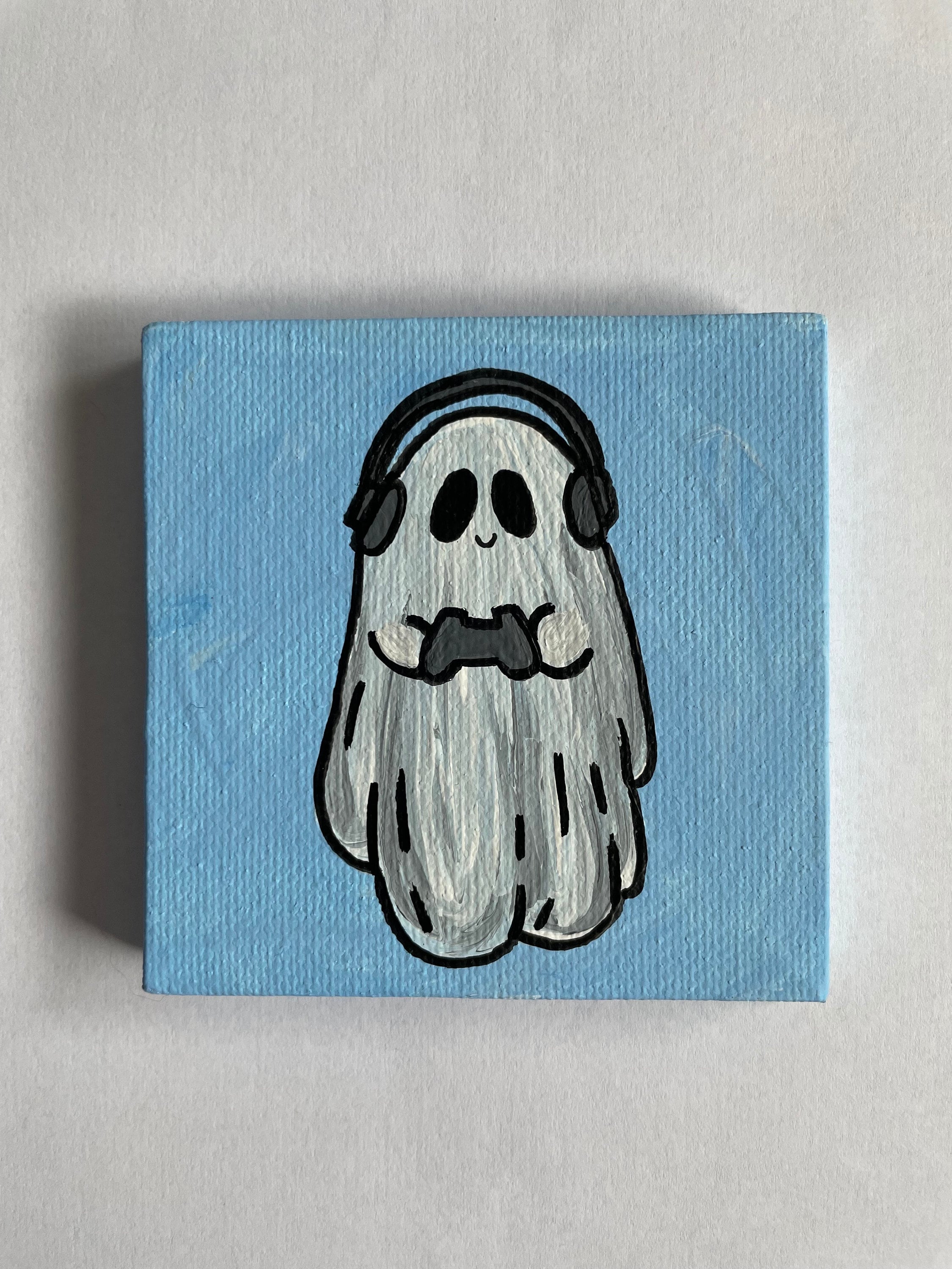 3”x3” Hand Painted Gamer Ghost Canvas Painting | Video Game Ghost | - Etsy