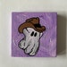 3”x3” Purple Hand Painted Sparkle Halloween Ghost With Cowboy Hat ...