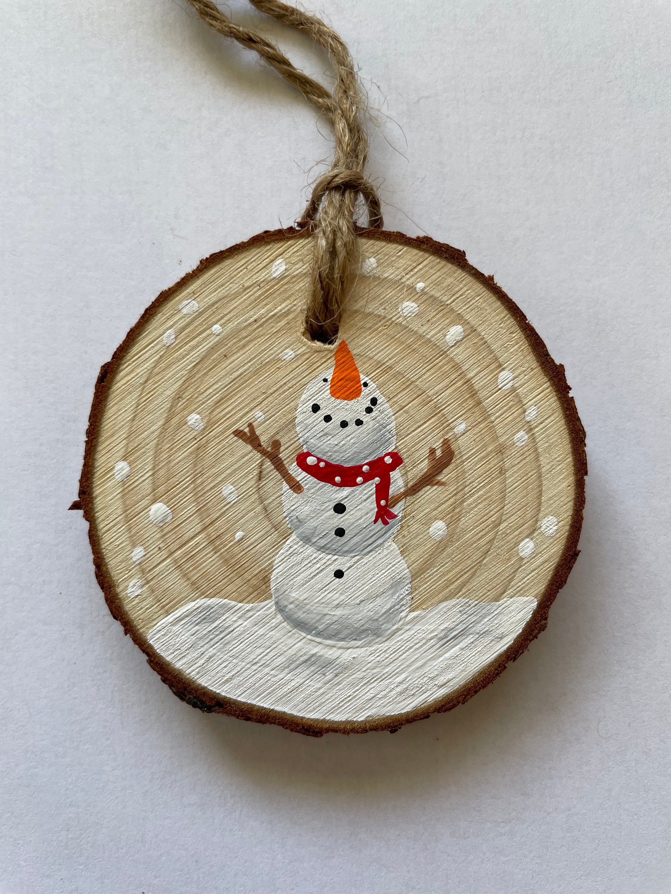 Hand Painted Wood Slice Snowman Christmas Ornament Wood - Etsy