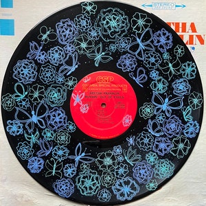 Painted Blue Floral & Butterfly Vinyl Record | Home Decor | Gift for ...