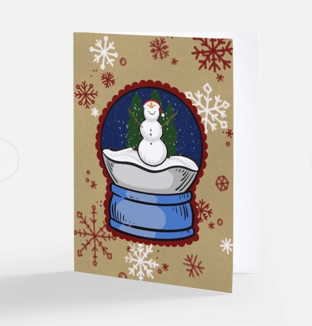 5x4” Snowman in Snow Globe Christmas Cards With Envelopes | Holiday ...