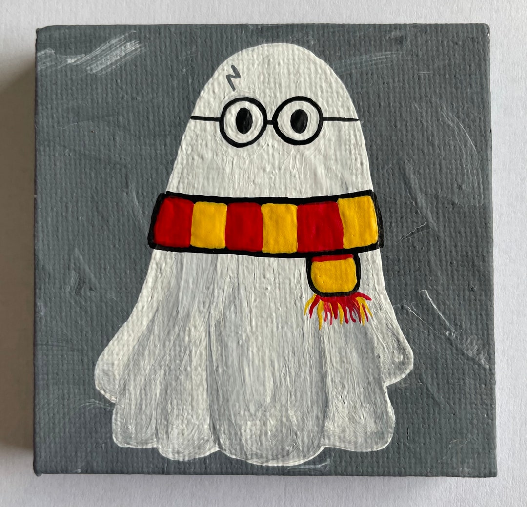3”x3” Hand Painted Halloween Harry Potter Ghost Canvas Painting ...