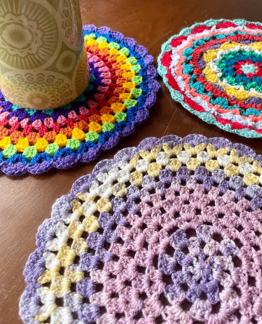 Retro Handmade Crochet Rainbow CUSTOM Placemat Doily | Choose Your Own ...