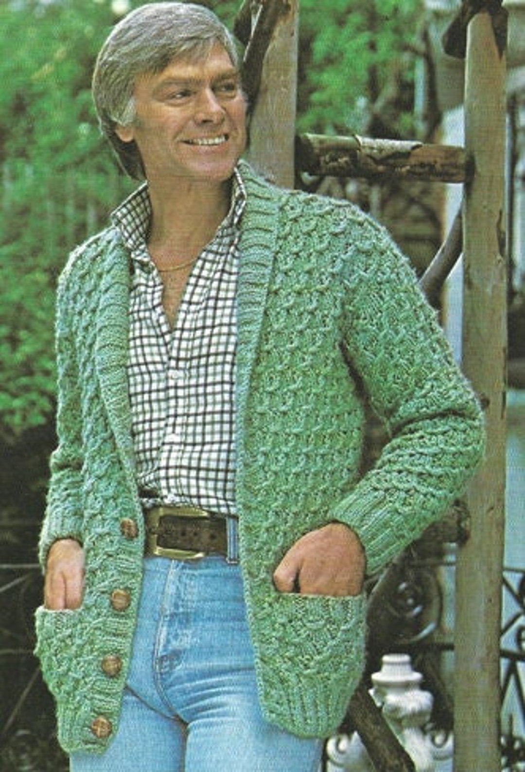 Vintage Knitted Chunky Casual Cardigan Pattern PDF Digital - Etsy