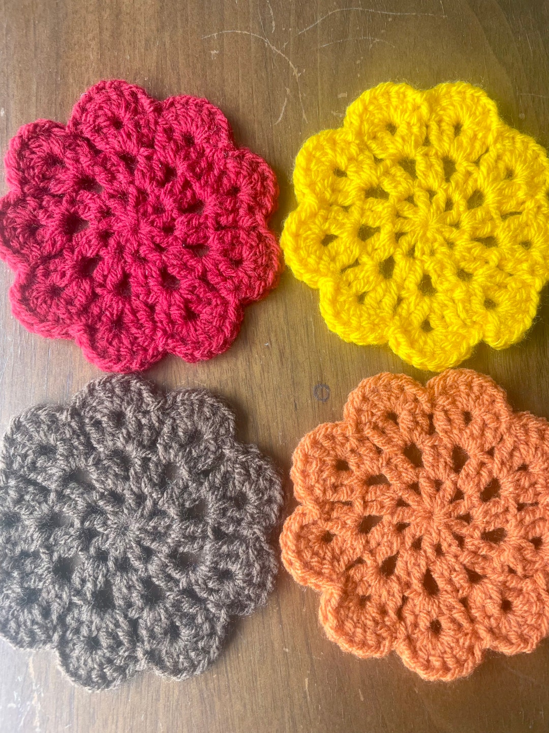 Retro Handmade Crochet Coasters | Vintage Home | Autumn Fall Mix ...