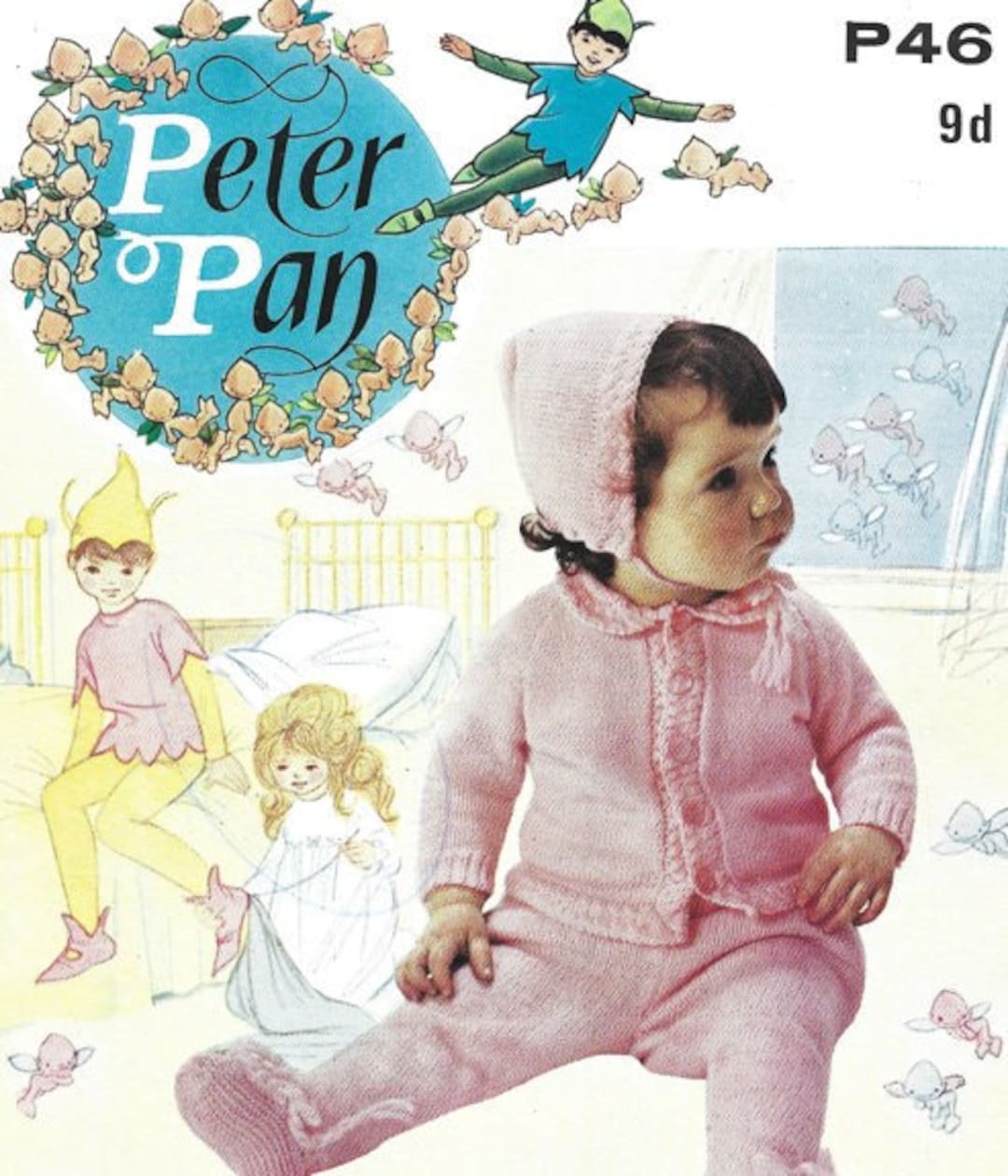 Peter Pan Double Knit Pram Set / Baby Child's Stripe Knitted Cardigan ...