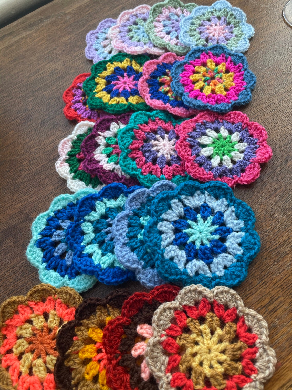 Retro Handmade Crochet Coasters Vintage Home Neon Dreams | Etsy