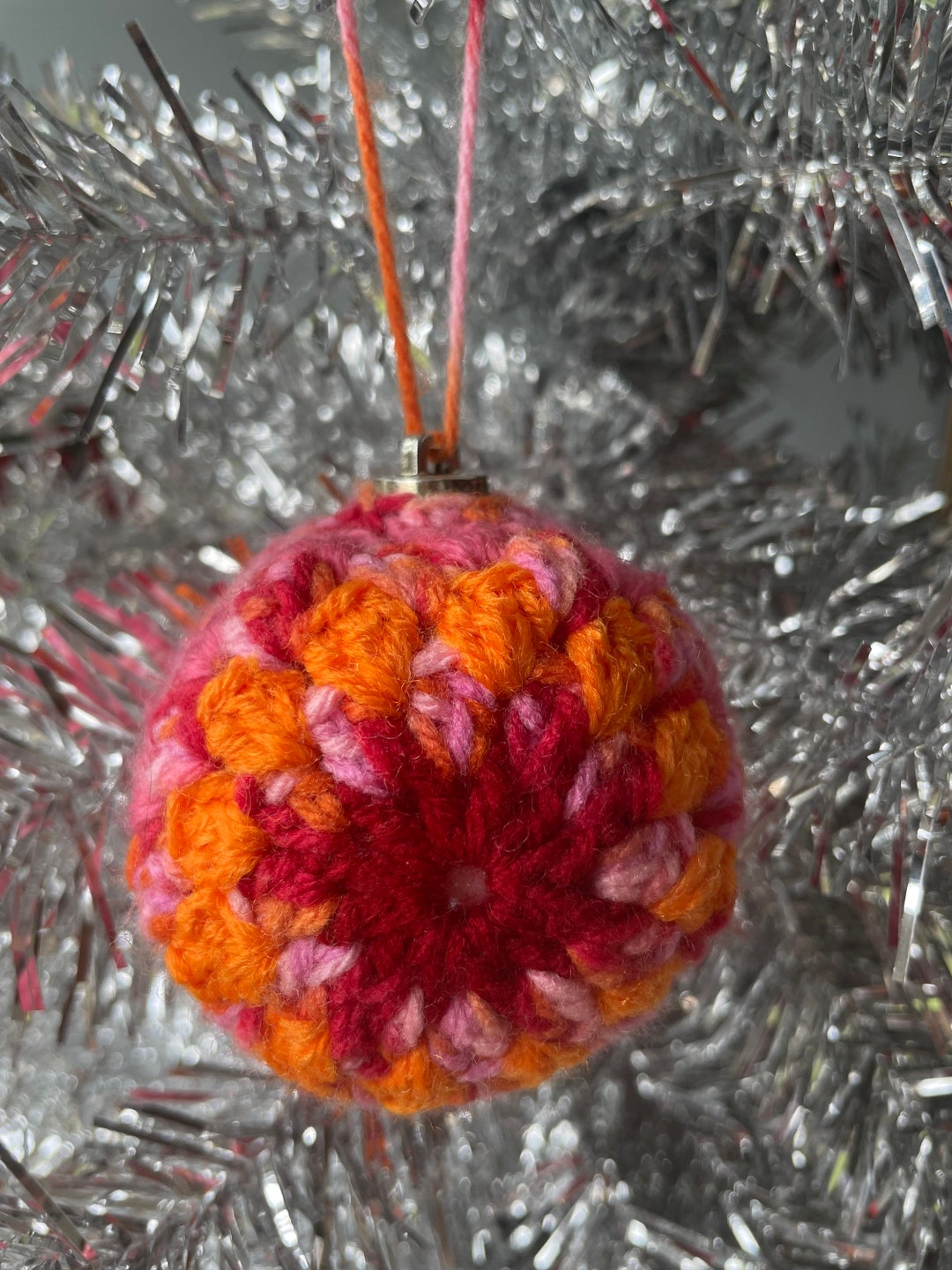 Retro Handmade Crochet Bauble Christmas Decoration Vintage Mid Century ...