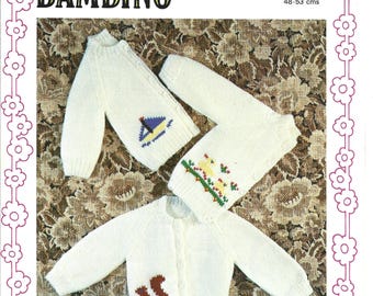 049 Robin Bambino Baby Child Cardigans Patterns | Rabbit, Boat, Donkey ...
