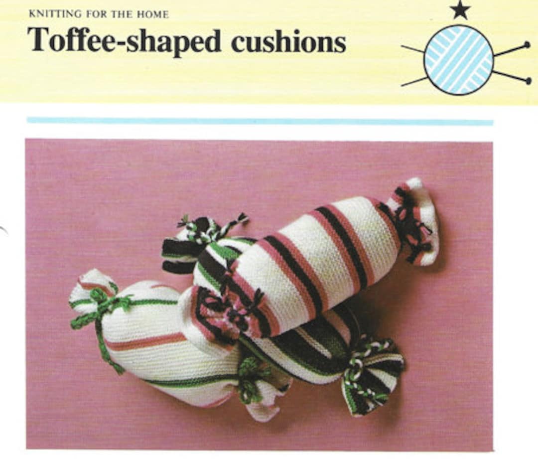Vintage Knitting Pattern PDF Toffee Sweet Shaped Cushions Retro ...