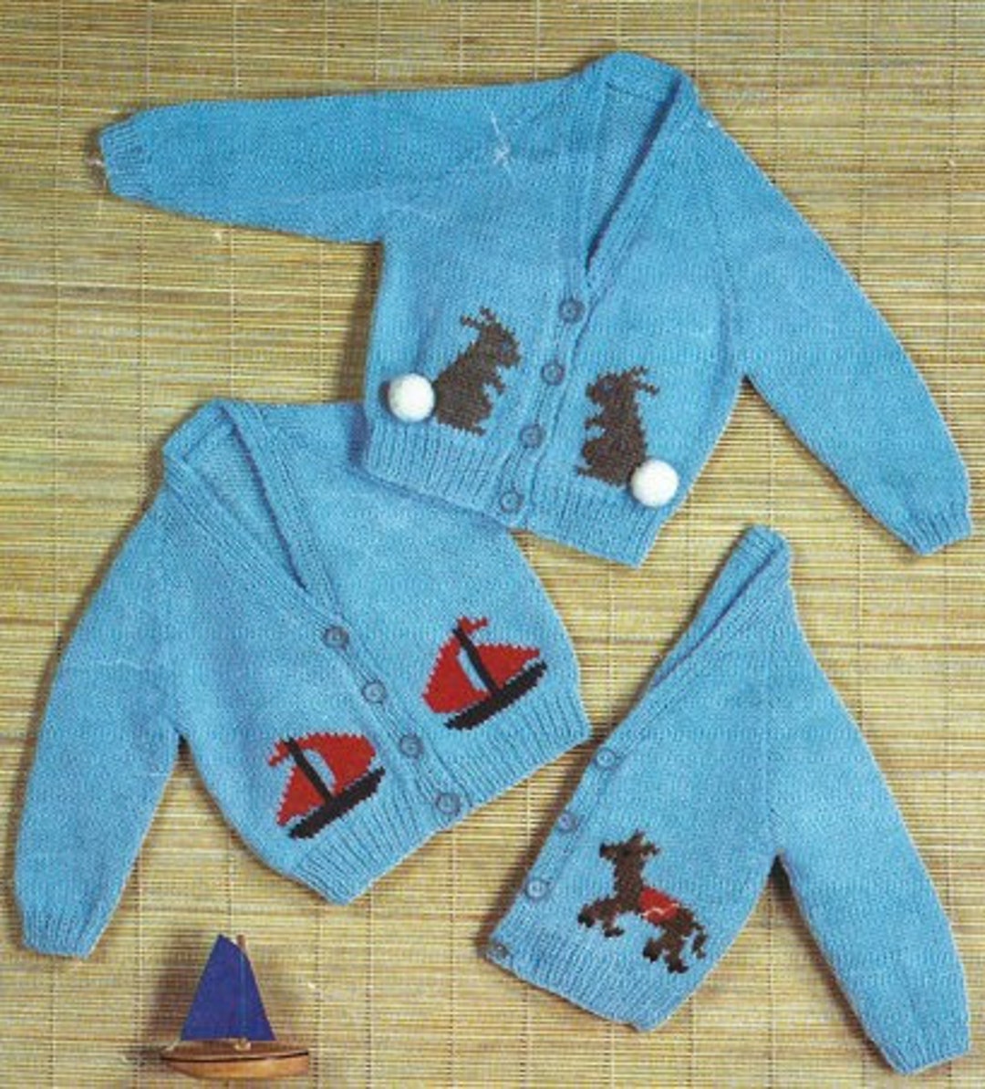 049 Robin Bambino Baby Child Cardigans Patterns | Rabbit, Boat, Donkey ...