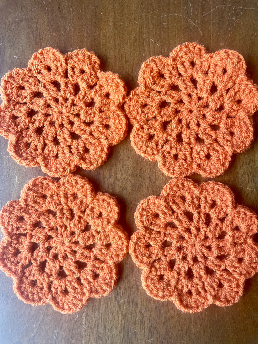 Retro Handmade Crochet Coasters | Vintage Home | Autumn Orange ...