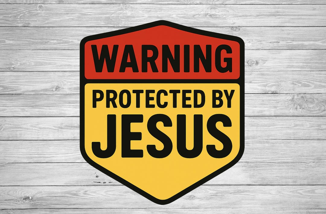 WARNING: Protected by Jesus Sticker – Christian Faith Sticker ...