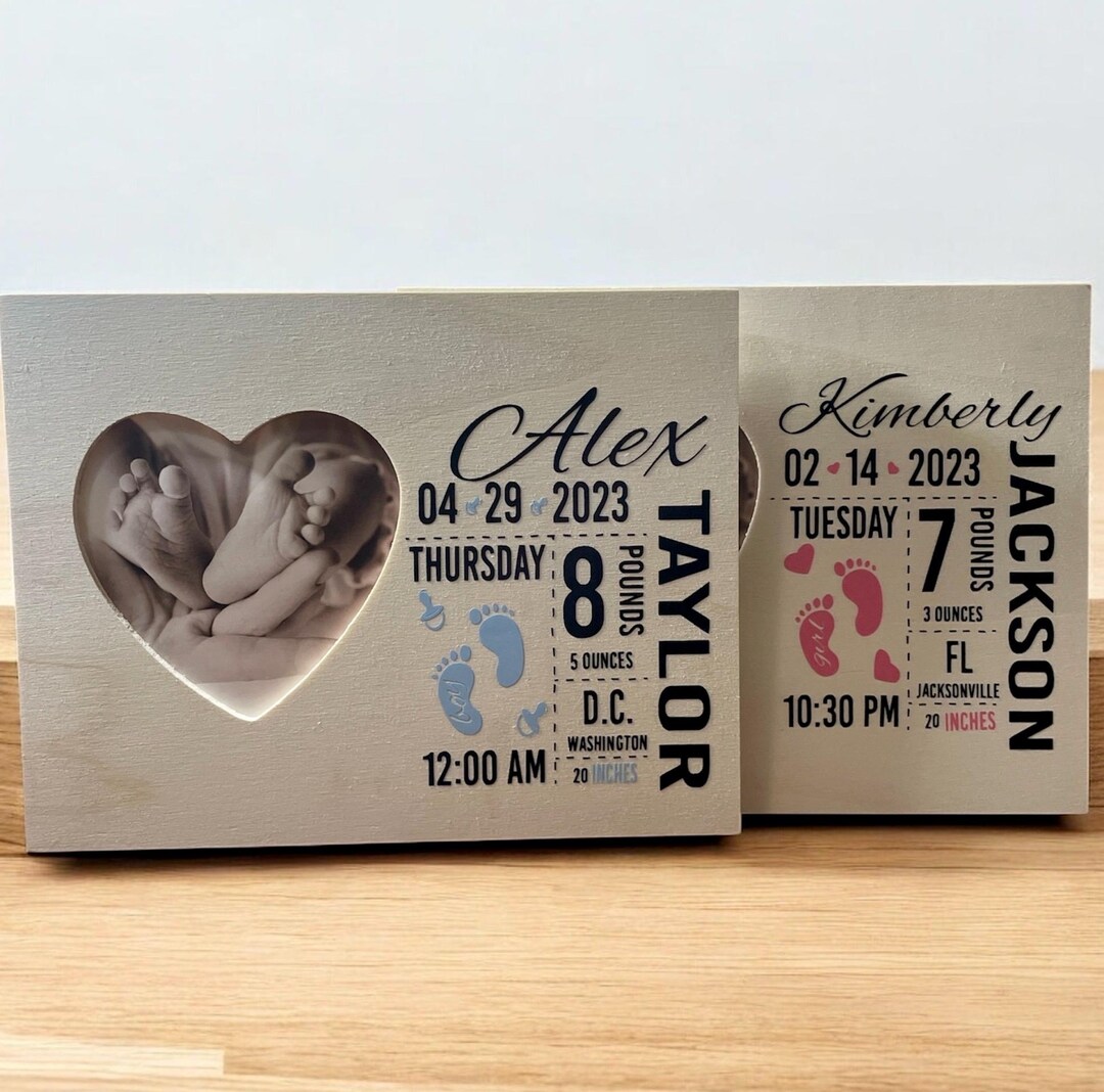 Personalized Baby Birth Stats Frame: Custom Newborn Keepsake With Photo ...