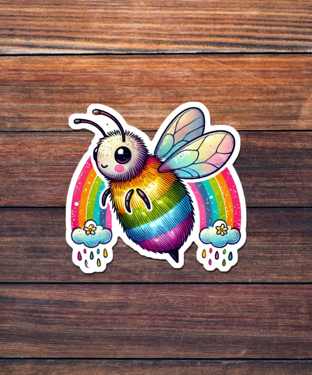 Rainbow Bee Sticker, Rainbow Bee Decal, Water Bottle Stickers ...