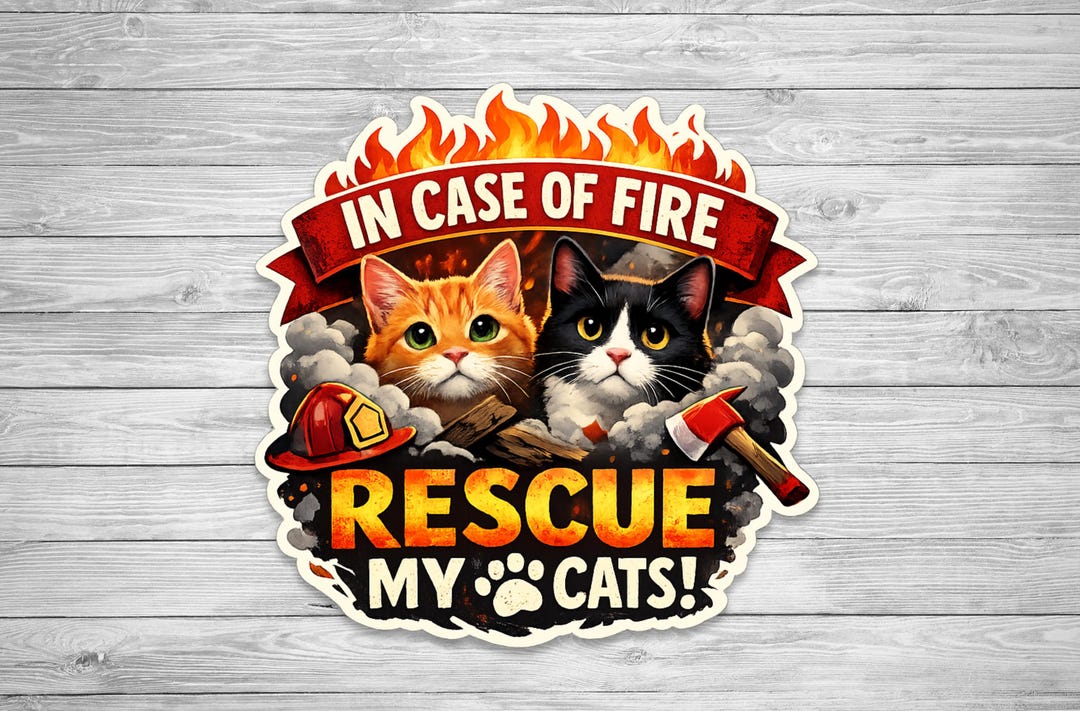 In Case of Fire – RESCUE MY CATS Door Sticker | Pet Safety Decal ...