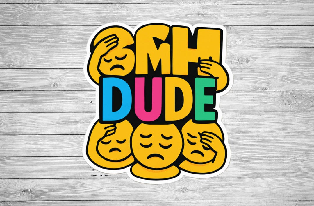 SMH Dude Sticker – Funny Emoji Vinyl Sticker for Laptops, Water Bottles ...