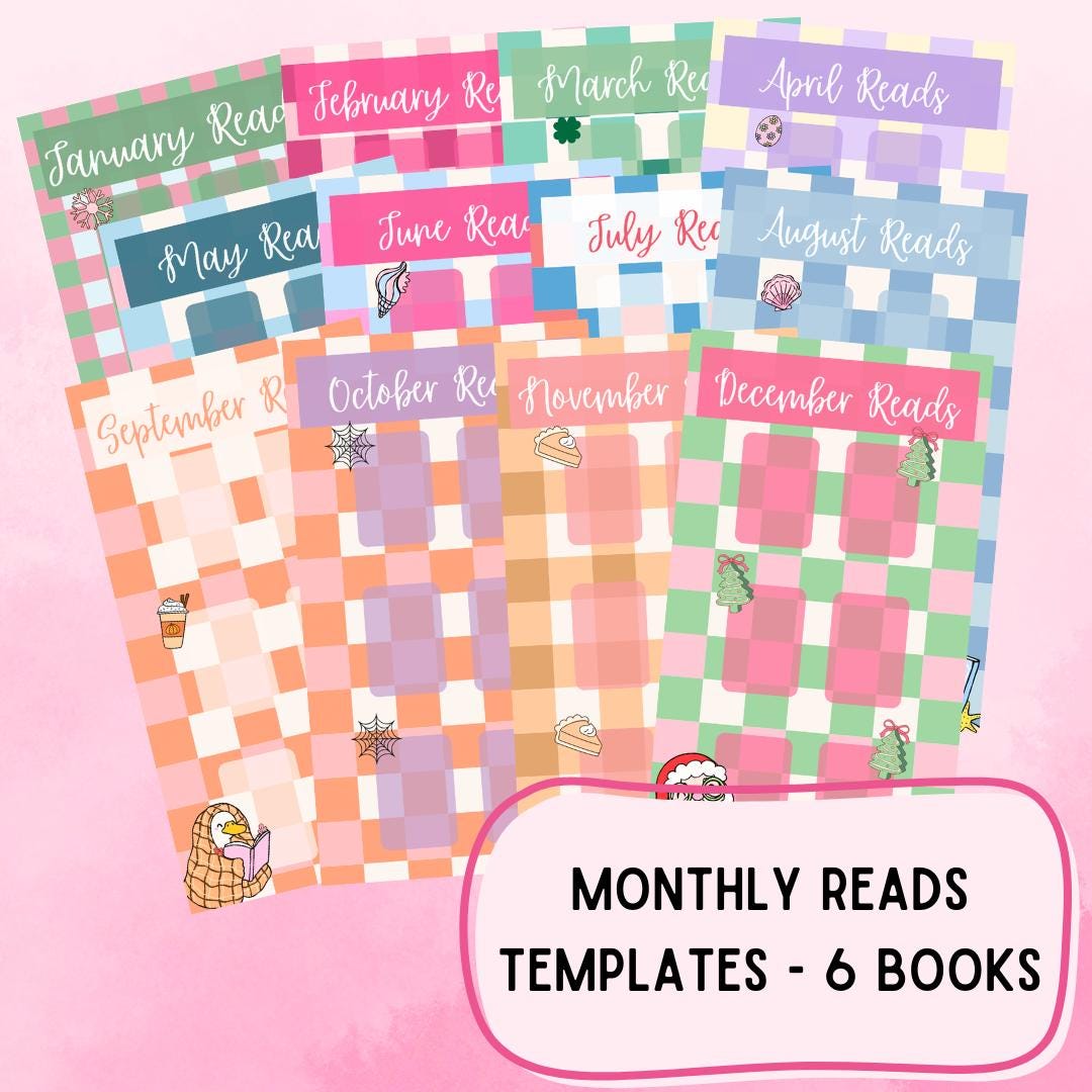 Monthly Reads Templates - 6 Books - Etsy