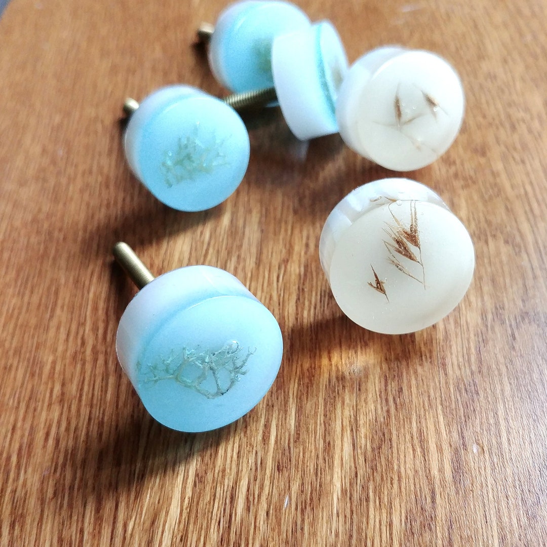 Unique Drawer Pulls With Dried Moss - Sea-inspired Beach House Handles, Coastal Cabinet Knobs - Etsy