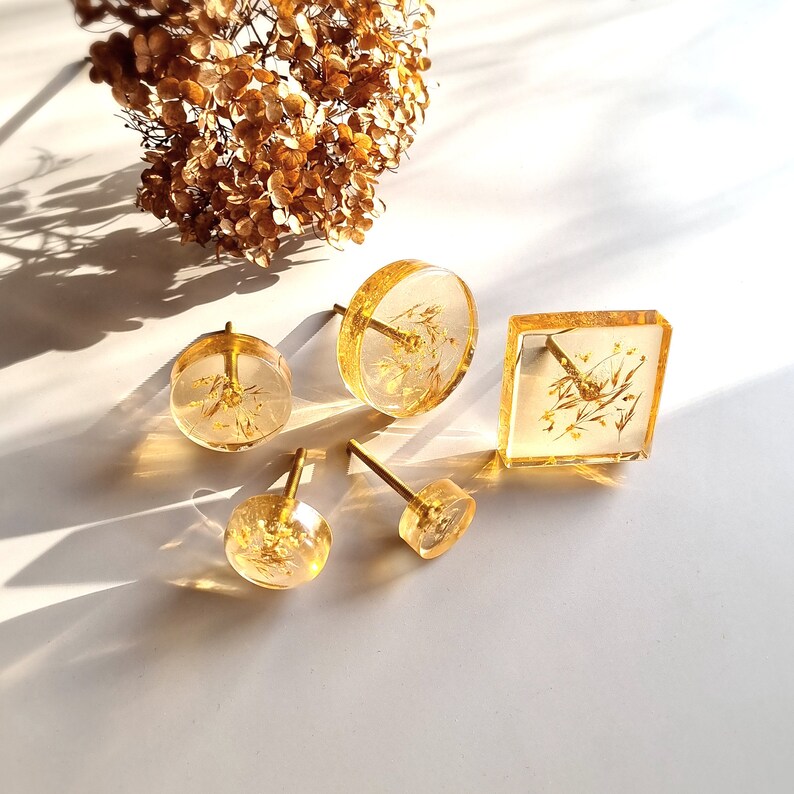 Square Honey Knobs With Dried Grass Transparent Handles Fit - Etsy