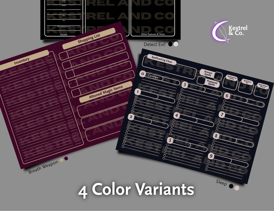 Minimal D&D 5e Character Sheet PDF Pack - Etsy