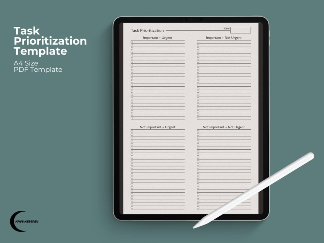 A4 Task Prioritization Template - Digital Download - 3 Colorways ...
