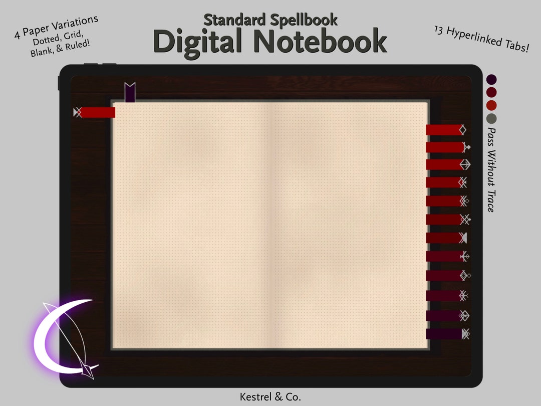 Standard Spellbook Digital Notebook (pass Without Trace) - Etsy