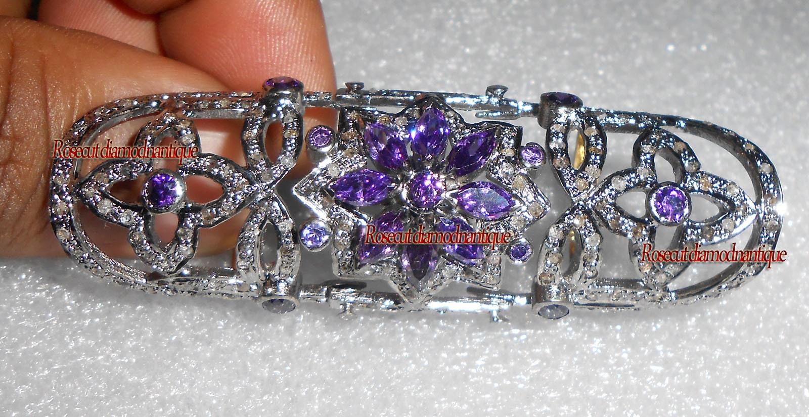 Viktorianischen Stil 2,68 ct antike Rose geschnitten Diamant Silber 925 Vintage Art Deco ...