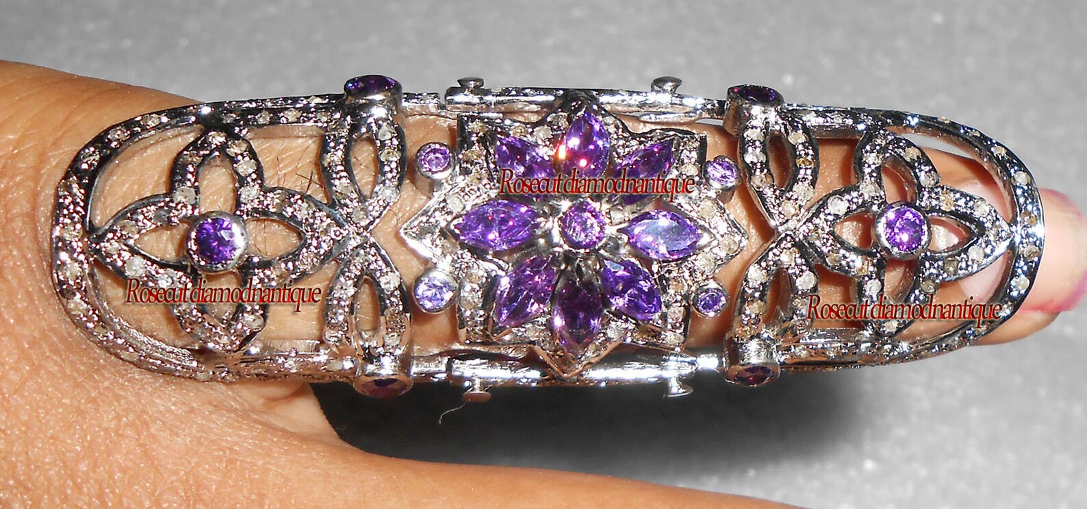 Viktorianischen Stil 2,68 ct antike Rose geschnitten Diamant Silber 925 Vintage Art Deco ...