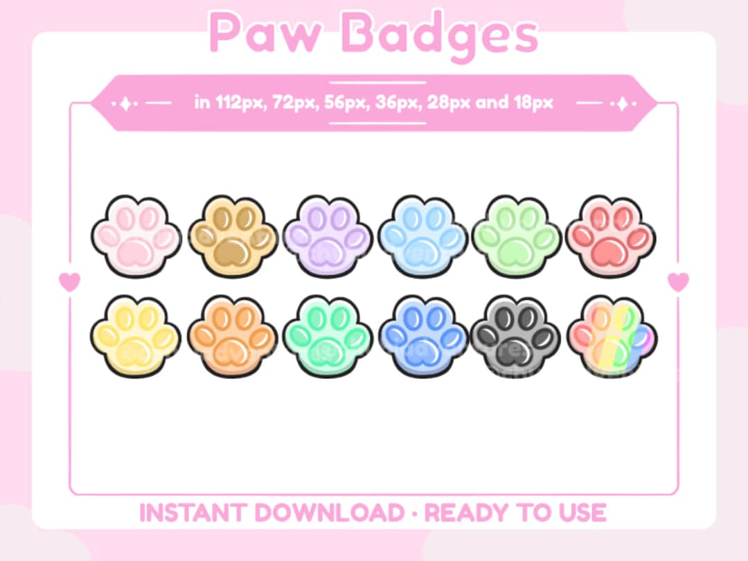 12 PACK Cat / Dog Paws / Emotes | Streaming Icons | Sub / Bits Badges ...