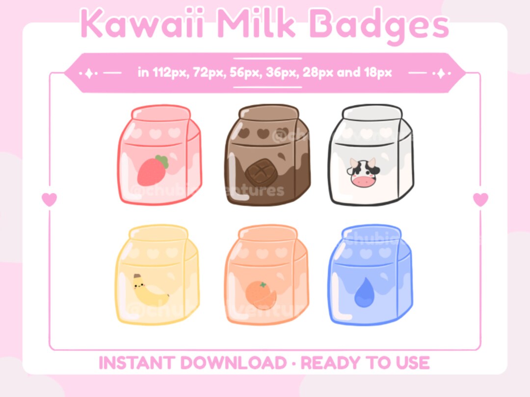 Kawaii Milk Emotes Twitch / Discord / Youtube Badges - Etsy