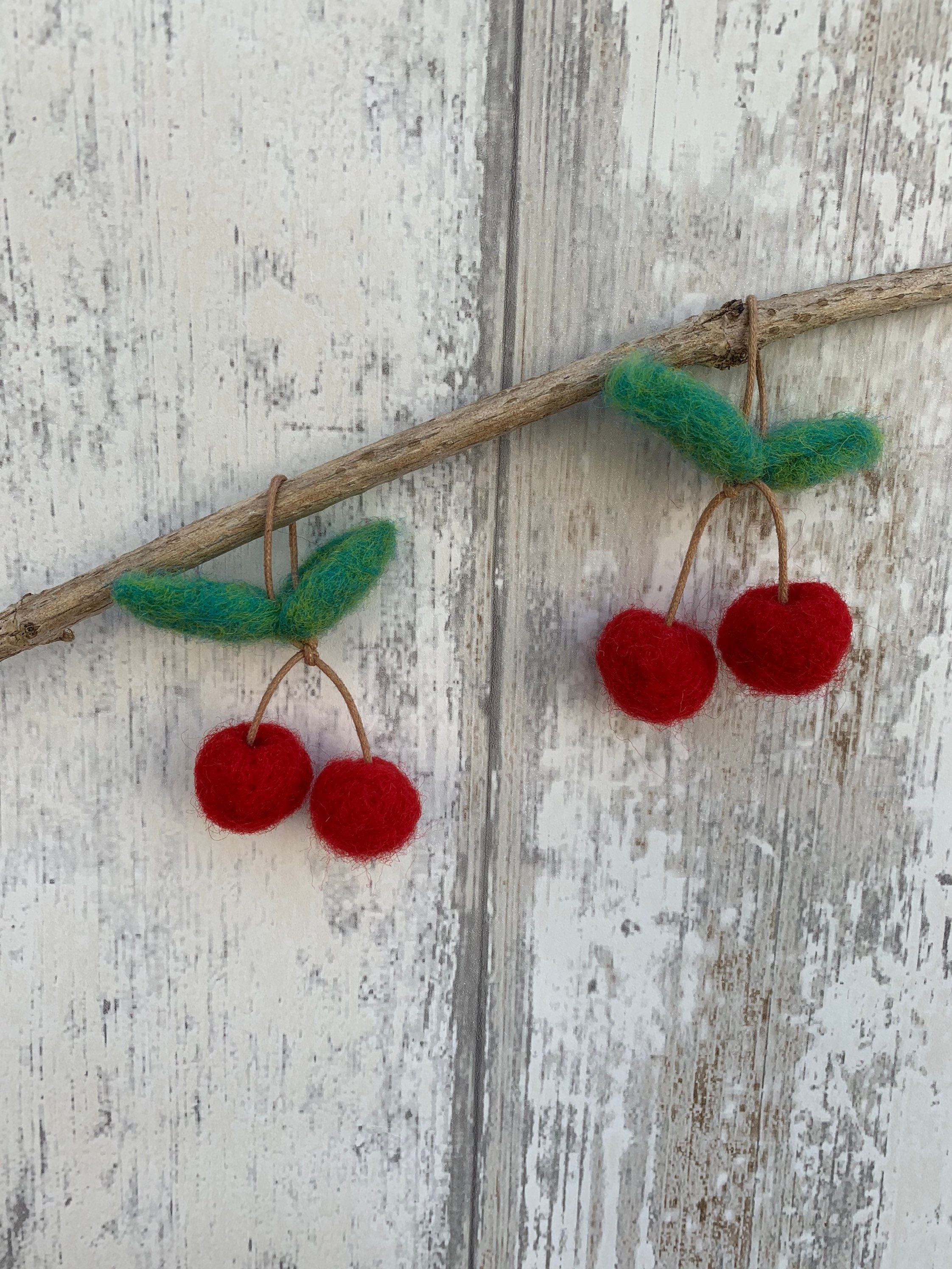 Felted Cherries Hanging Tree Decoration | Etsy