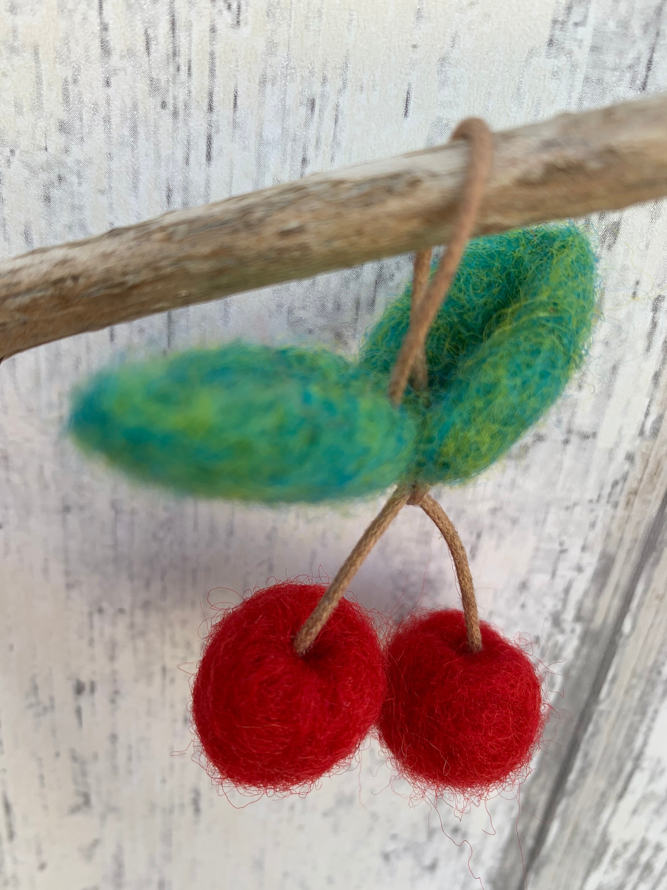 Felted Cherries Hanging Tree Decoration | Etsy