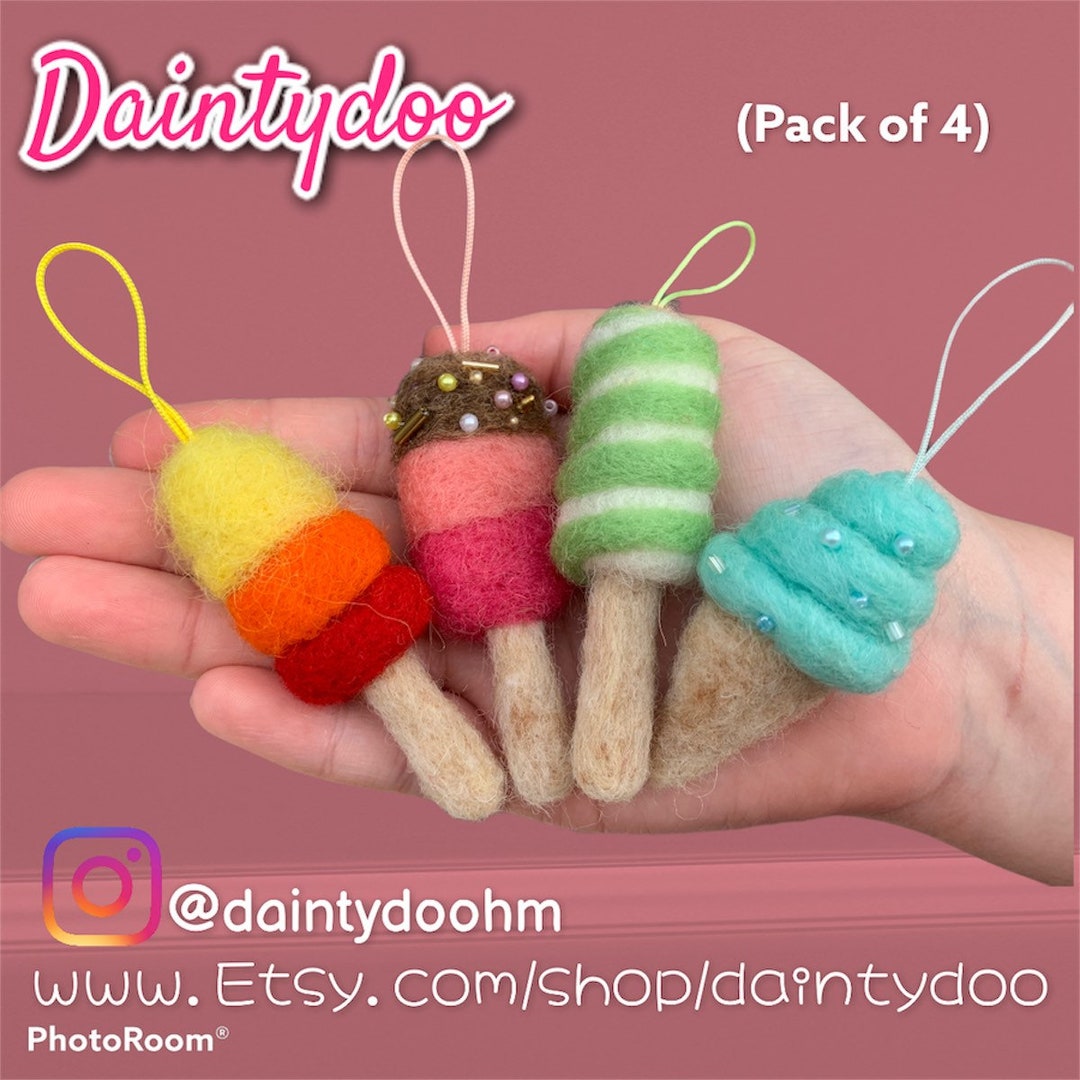 Needle Felted Hanging Ice-cream Tree Decorations, Icecream Decor. - Etsy