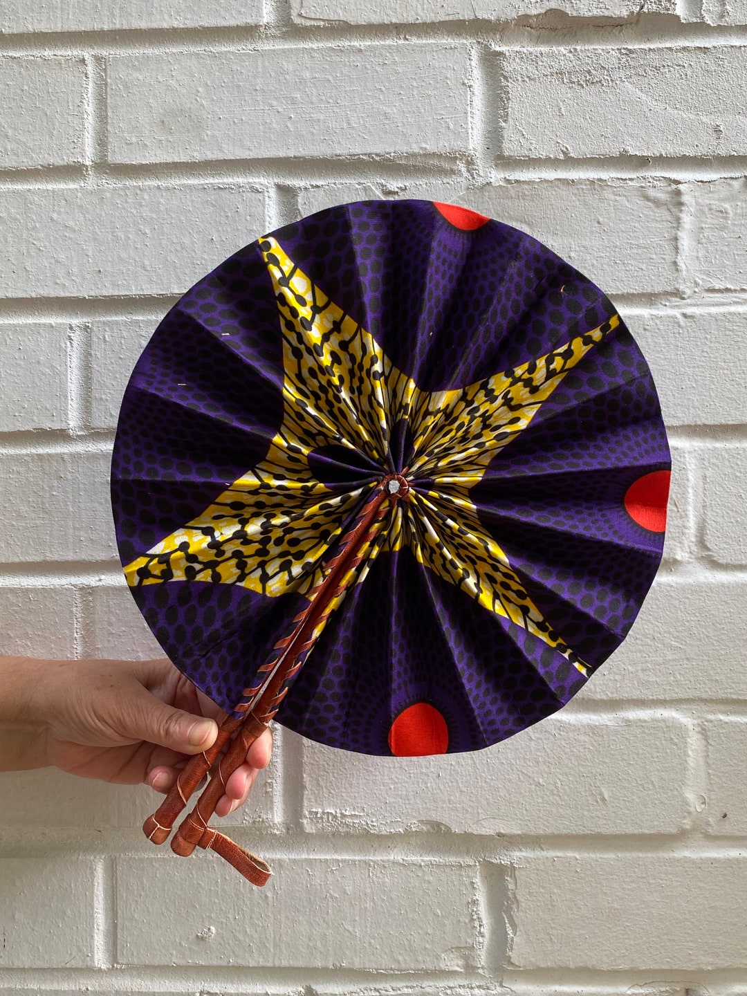 African Fan, Circle Fan, Foldable Fan, Folding Fabric Fan, Round Fan ...
