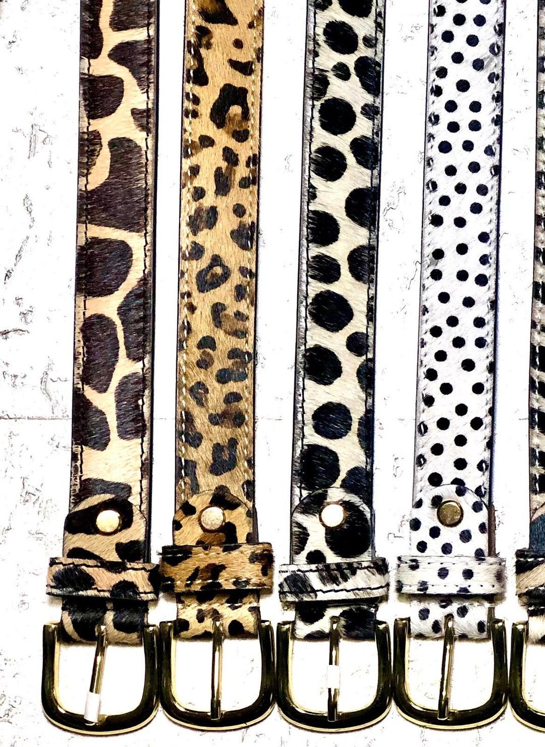 Giraffe | Deer | Dotty | Dalmation Printed Genuine Leather Hair on Belt ...