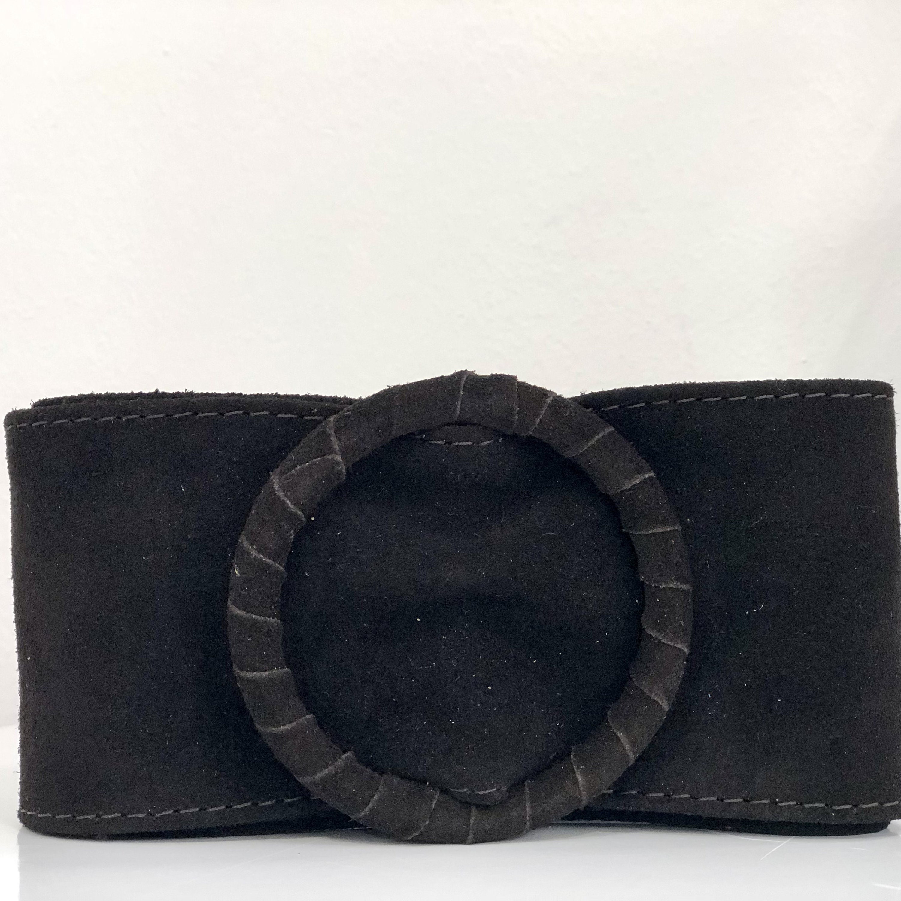 Womens' Ladies Soft Silky Suede Leather Round Buckle 70mm Dress Belt ...