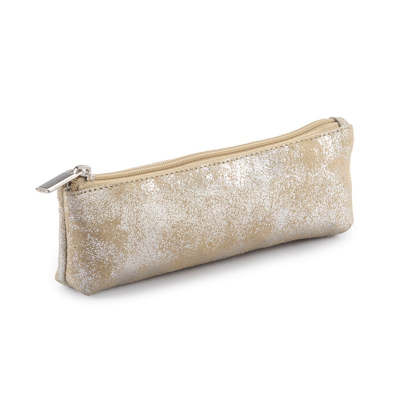 Personalised Matt Metallic Silver Beige | Black | Leather Pencil Case ...