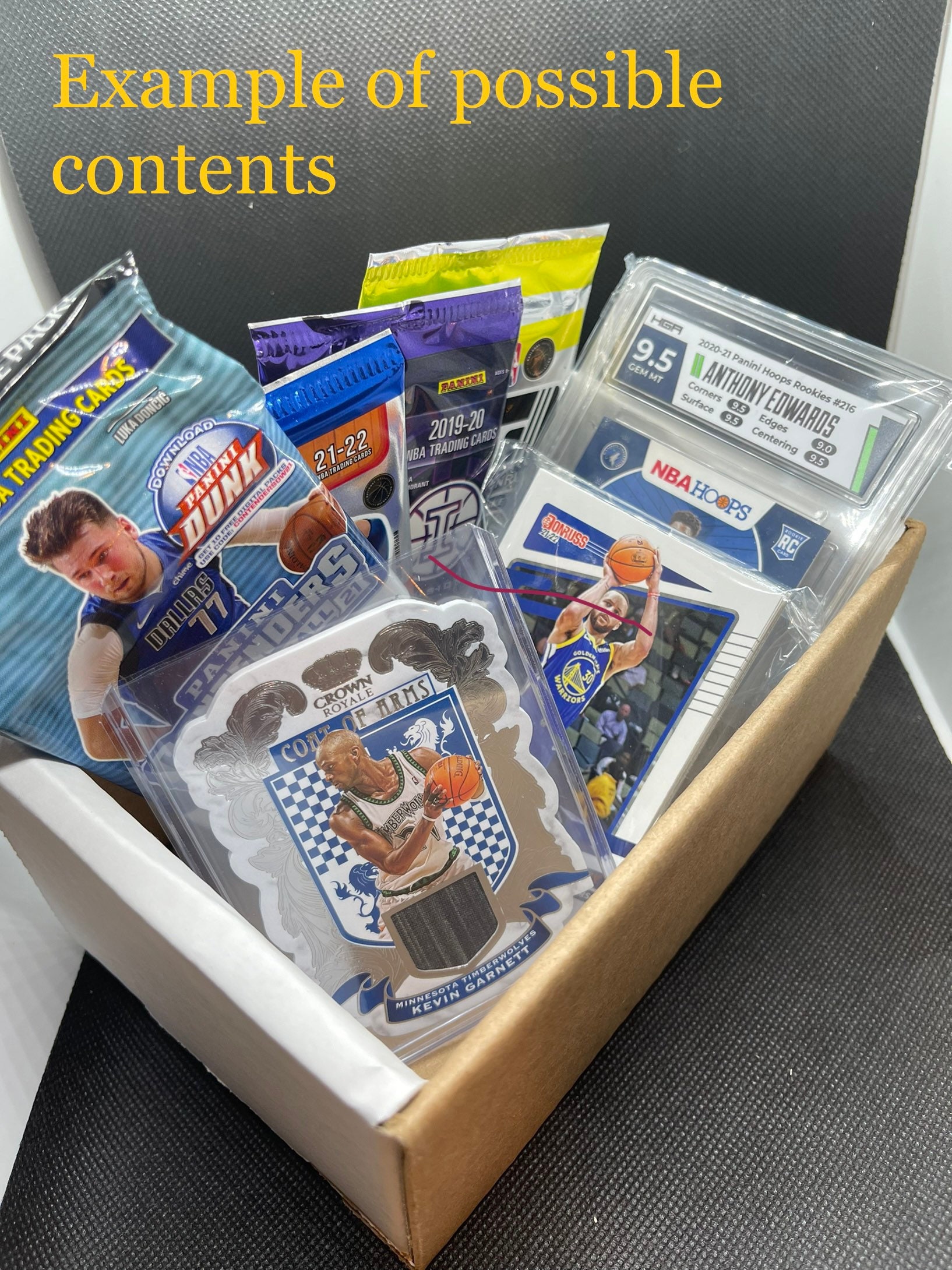 Mega NBA Basketball Card Box 1 GRADED CARD, 4 Packs, 1 Hit (relic ...