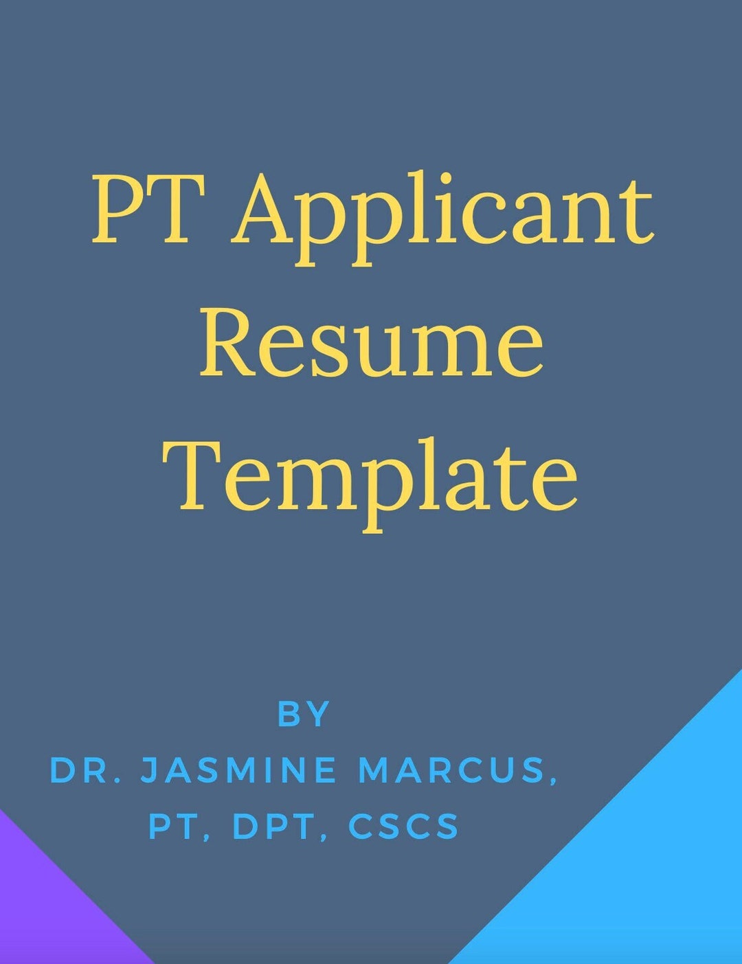 PT Applicant Resume Template - Etsy