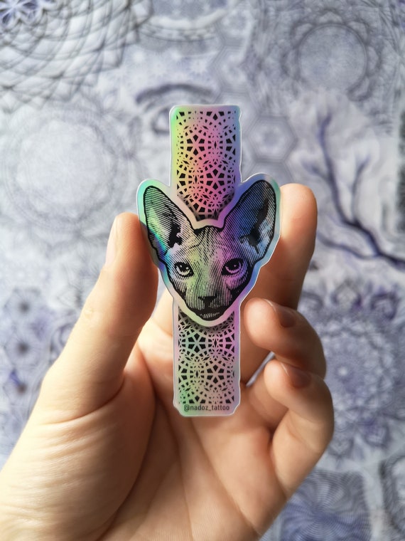 Sphynx Cat Holographic Sticker | Etsy