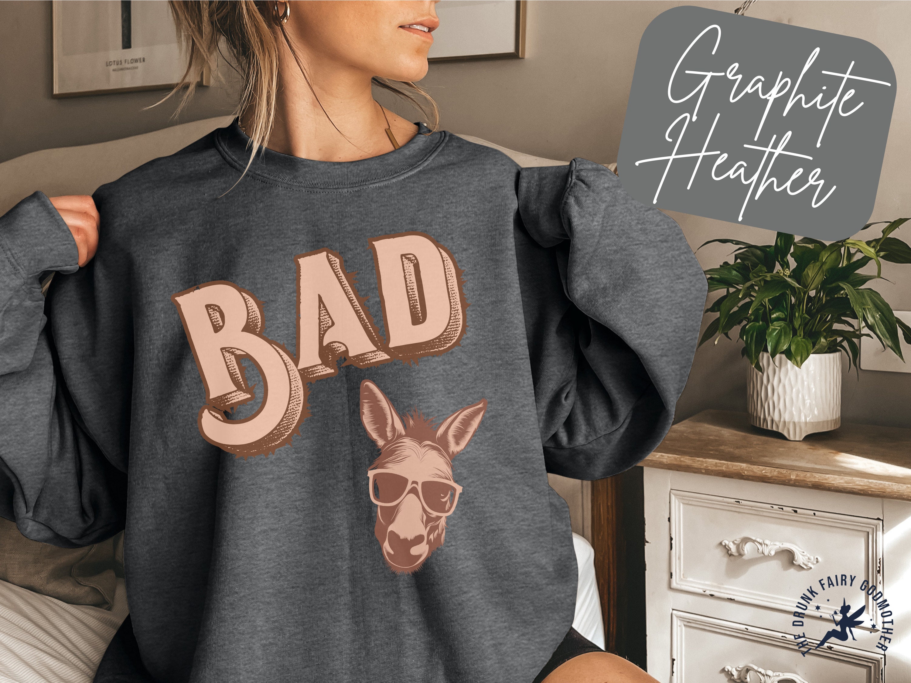 Bad Donkey Pale Shirt Donkey Sweatshirt Funny Shirt Badass Funny Donkey ...